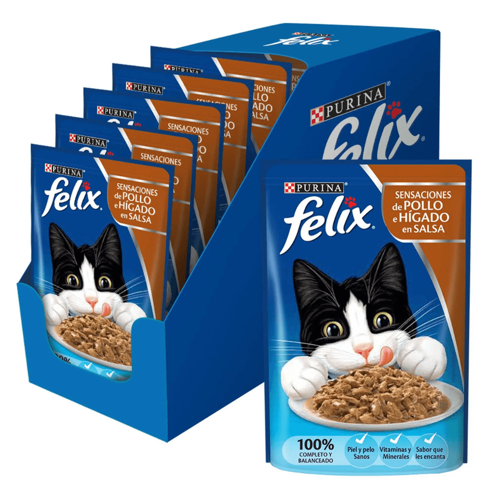 Combo Alimento Húmedo Pouch Felix Pollo Salsa x85gr x15 - Petshop y ...